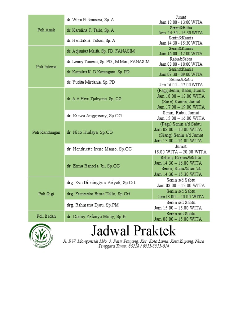 Jadwal Poli RS | PDF