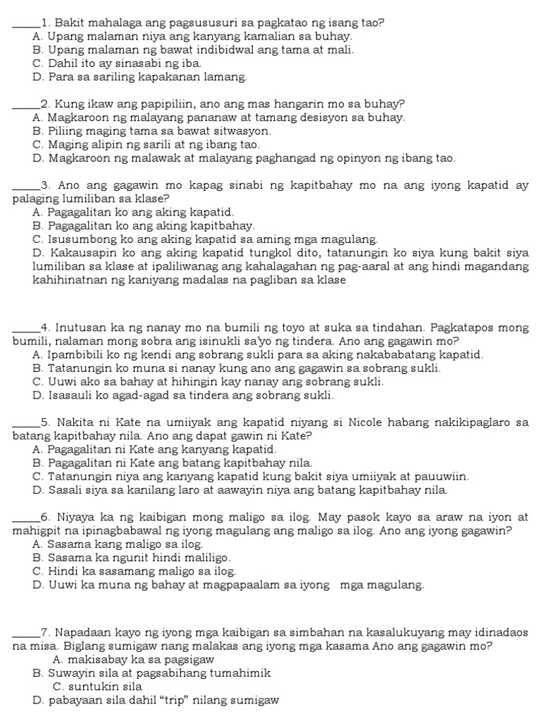 Quarter 1 ESP 6 Periodical Test Reviewer | PDF
