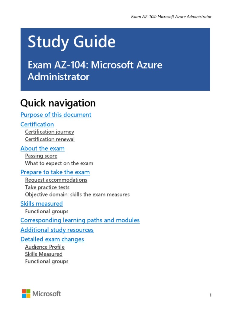 AZ-104 Study Guide: Azure Administrator | PDF | Microsoft Azure | Computer Network
