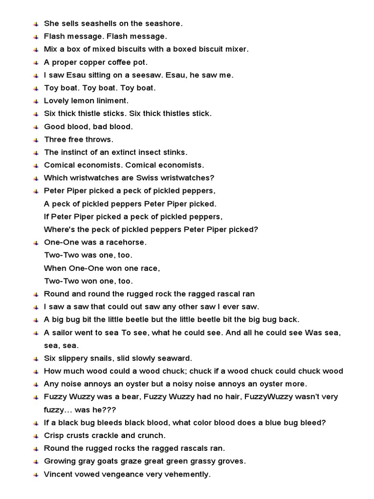 Tongue Twisters | PDF