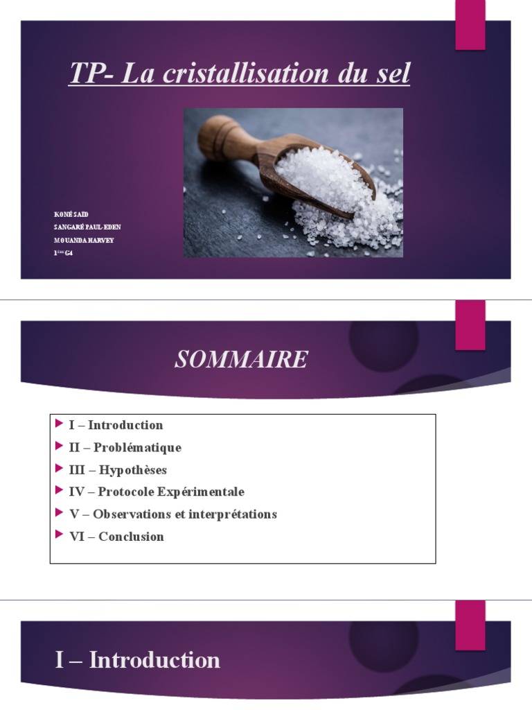 exposé cristallisation du sel | PDF | Cristal | Eau