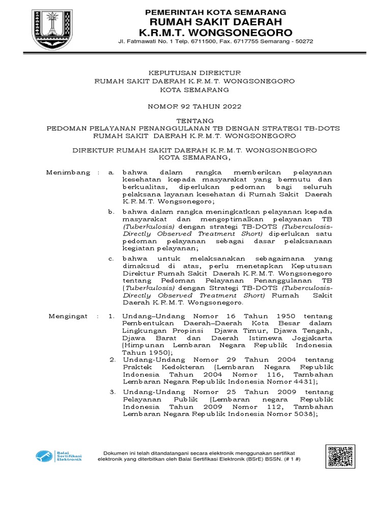 Pedoman Penanggulangan TB di Wongsonegoro | PDF | Pengembangan Diri ...