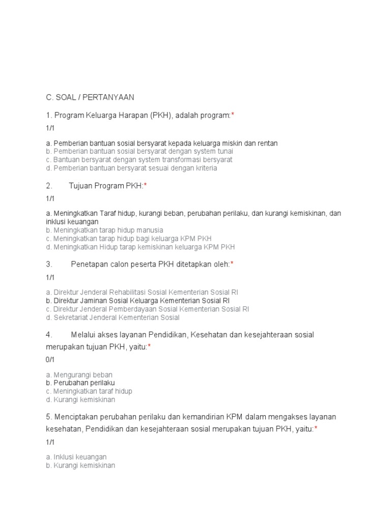 Soal Ujian Kognitif Pendamping PKH | PDF