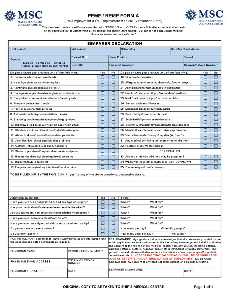 Peme Reme Form A | Download Free PDF | Physician | Informed Consent