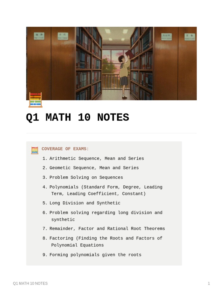 Math G10 Reviewer Q1 | PDF | Factorization | Polynomial