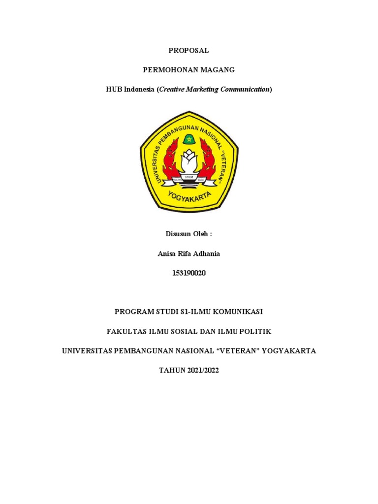 Proposal Magang - Anisa Rifa A - 153190020 | PDF