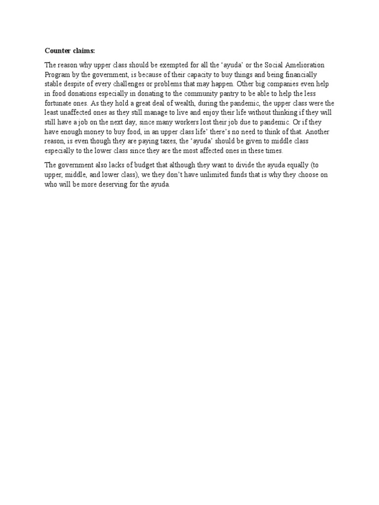 Exempting Upper Class from Ayuda Benefits | PDF | Business | Finance ...