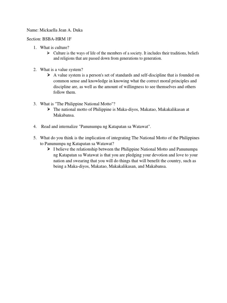 Activity 4 - Filipino Culture and Value System | PDF