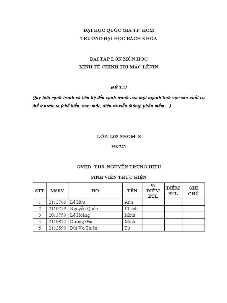 BTL KTCT (Bách Khoa Hcm) thầy | PDF