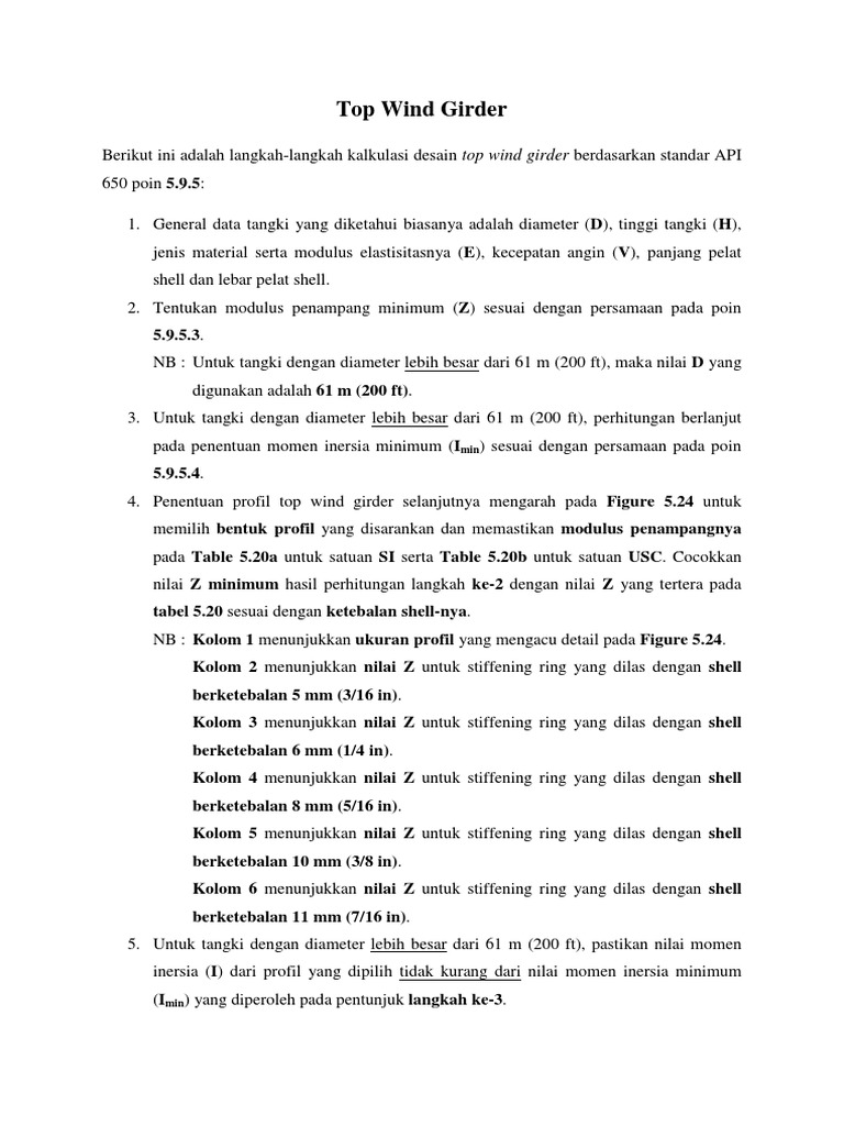 Desain Top Wind Girder Tangki | PDF