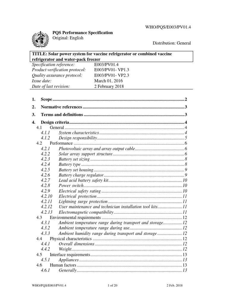 Who PQS E003 PV01.4 | PDF | Photovoltaic System | Photovoltaics