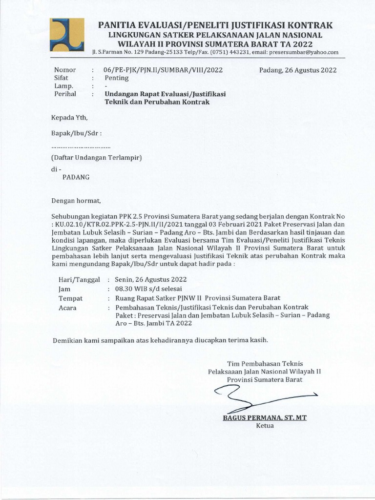 Undangan Rapat Justek 2.5 | PDF