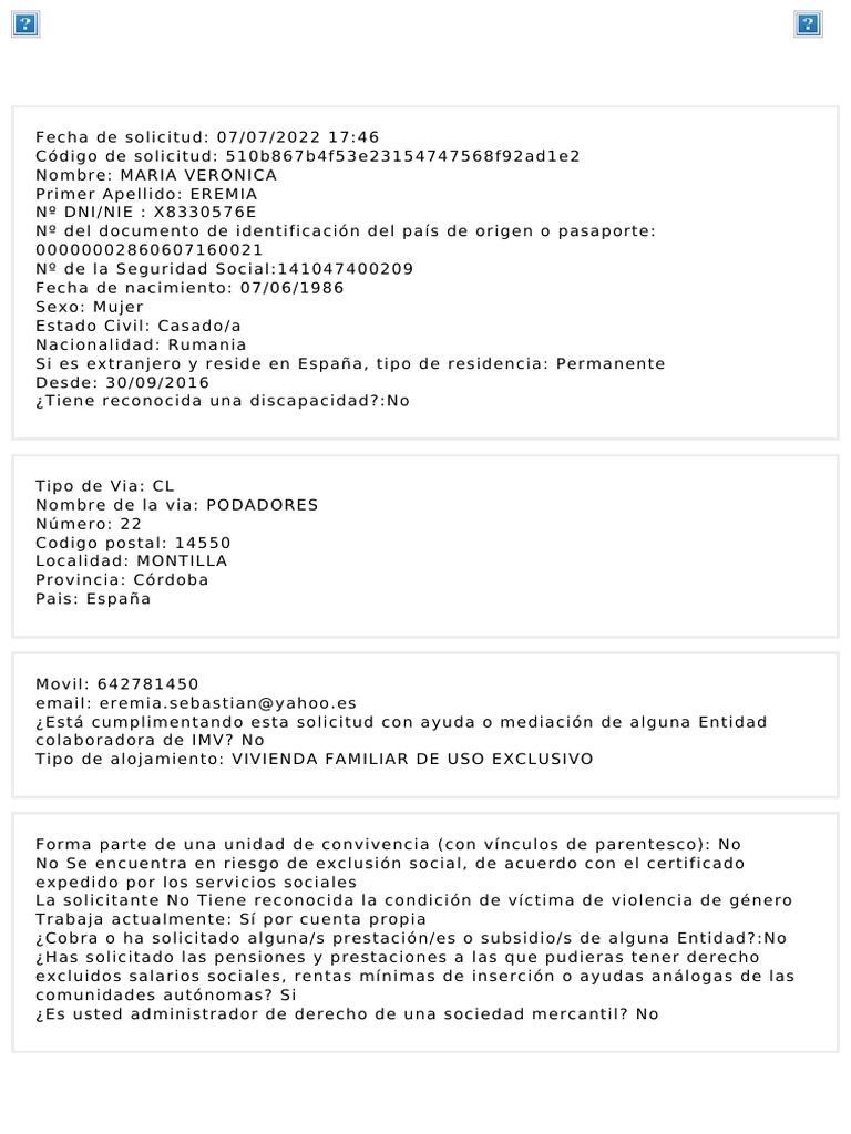 IMV Resumen Solicitud Web | PDF