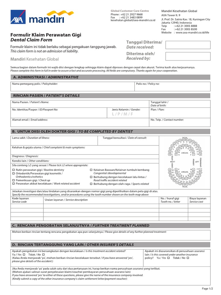 Formulir Klaim Perawatan Gigi | PDF