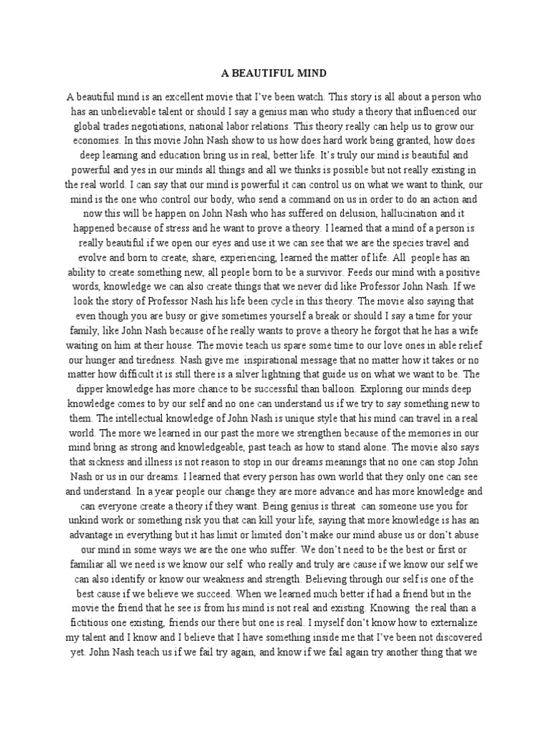 A Beautiful Mind | PDF | Mind | Theory