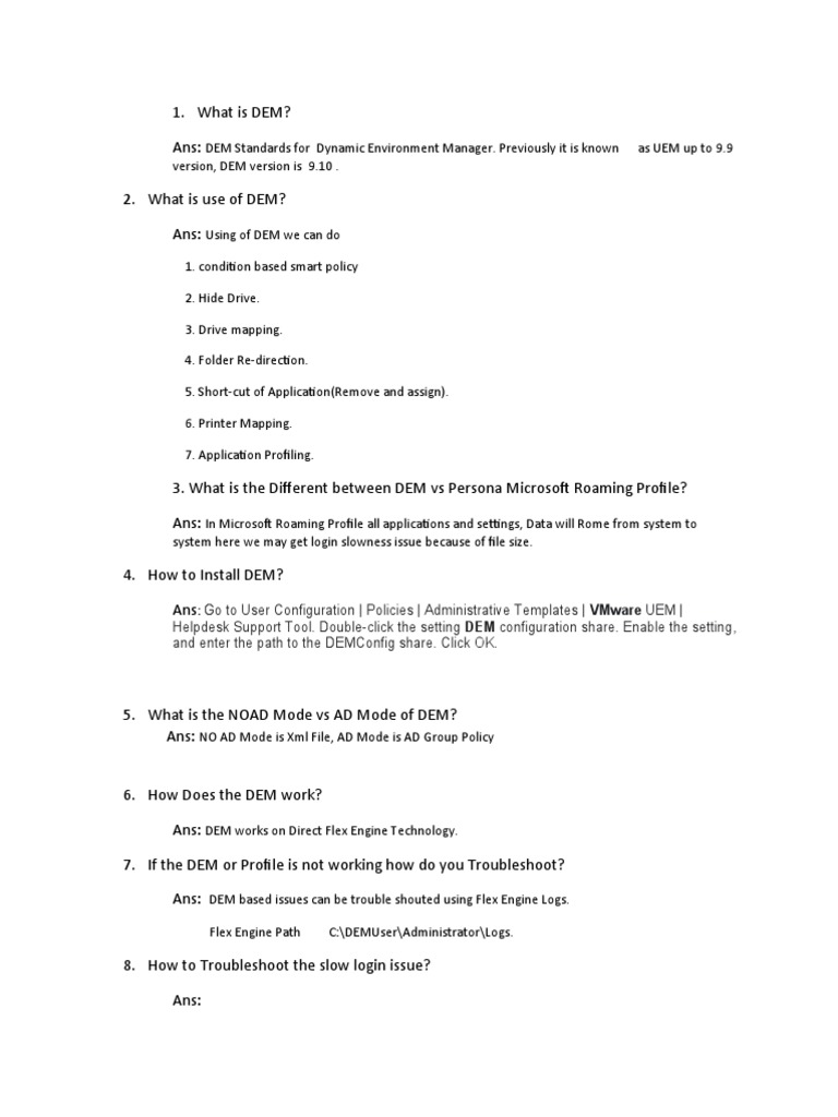 DEM Questions Ans Answers | PDF | Login | Software