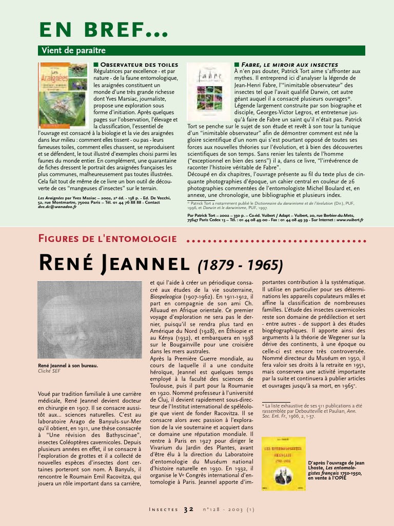 René Jeannel : Pionnier de l'entomologie | PDF