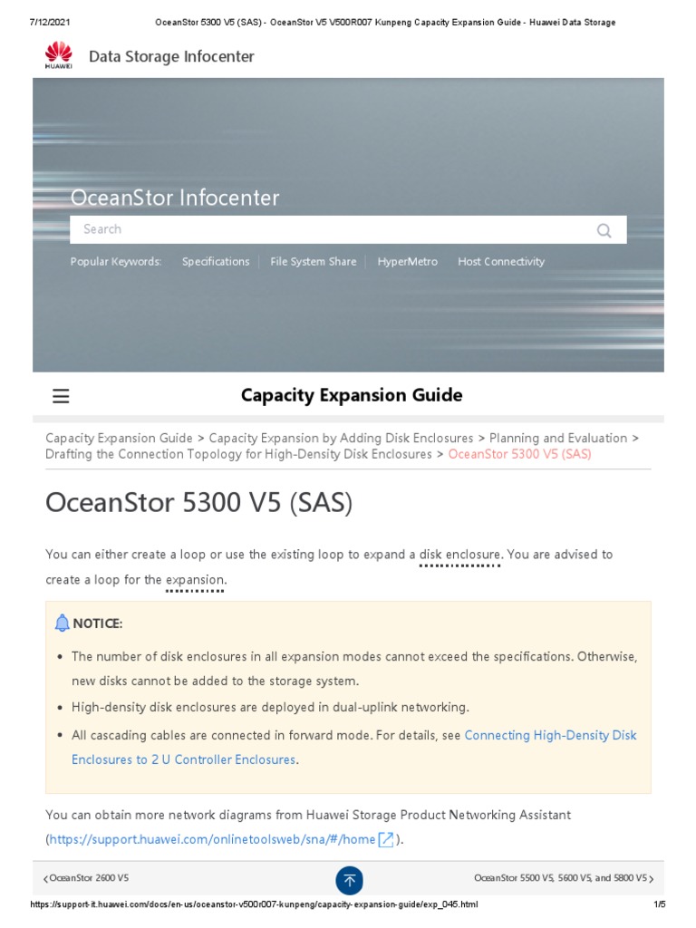 OceanStor 5300 V5 (SAS) - OceanStor V5 V500R007 Kunpeng Capacity ...