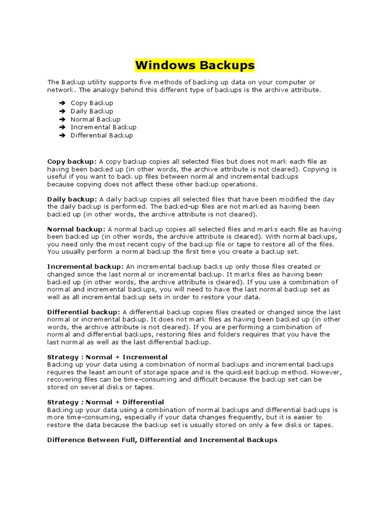 Windows Backups | PDF | Backup | Computer File