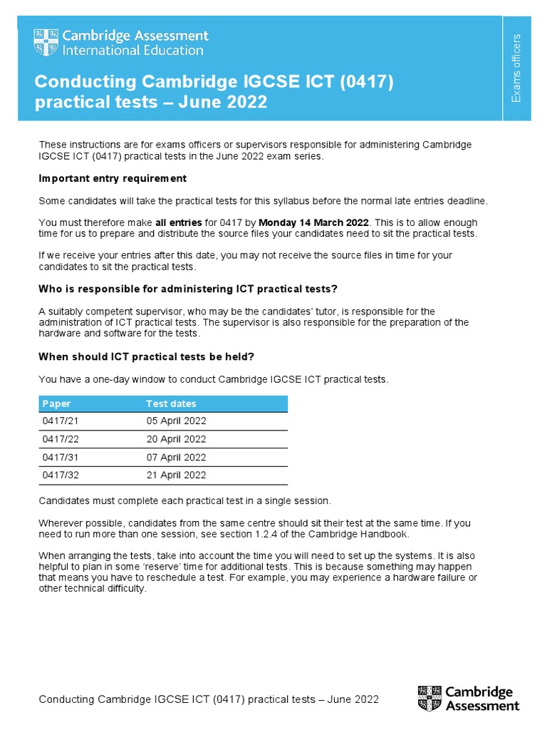 IGCSE ICT Practical Test Guidelines 2022 | PDF | Computer File | Test ...