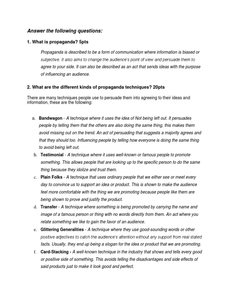 Types of Propaganda | Download Free PDF | Propaganda | Behavioural Sciences