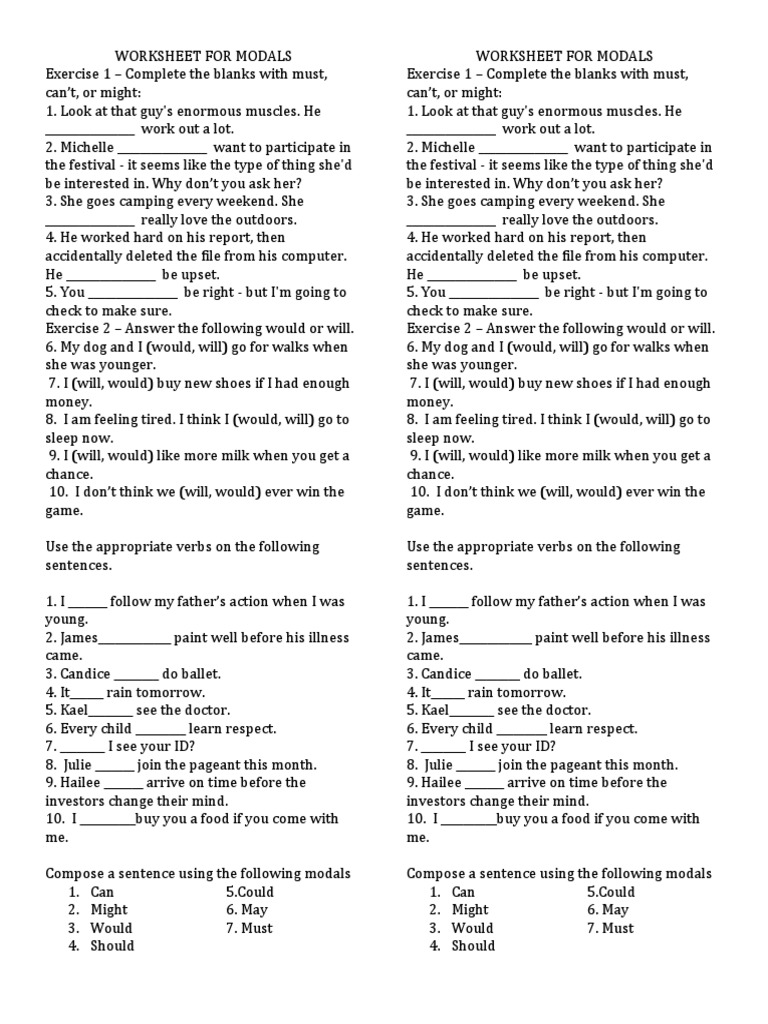MODALS Worksheets | PDF