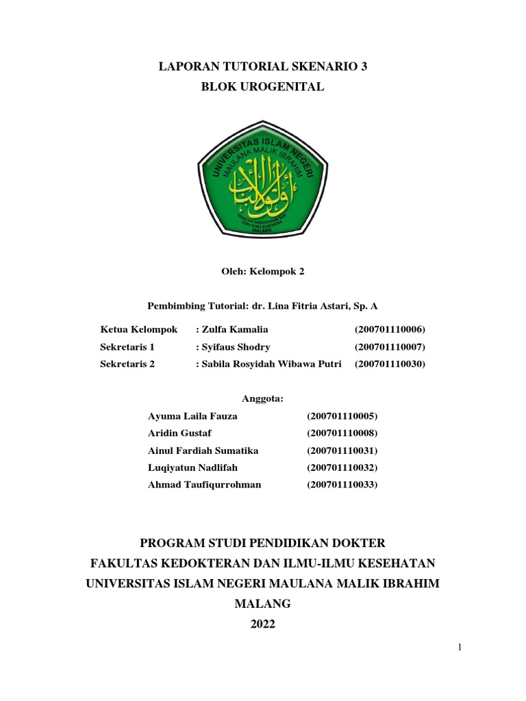 Laporan Tutorial Urogenitalia Skenario 3-Kel. 2 | PDF