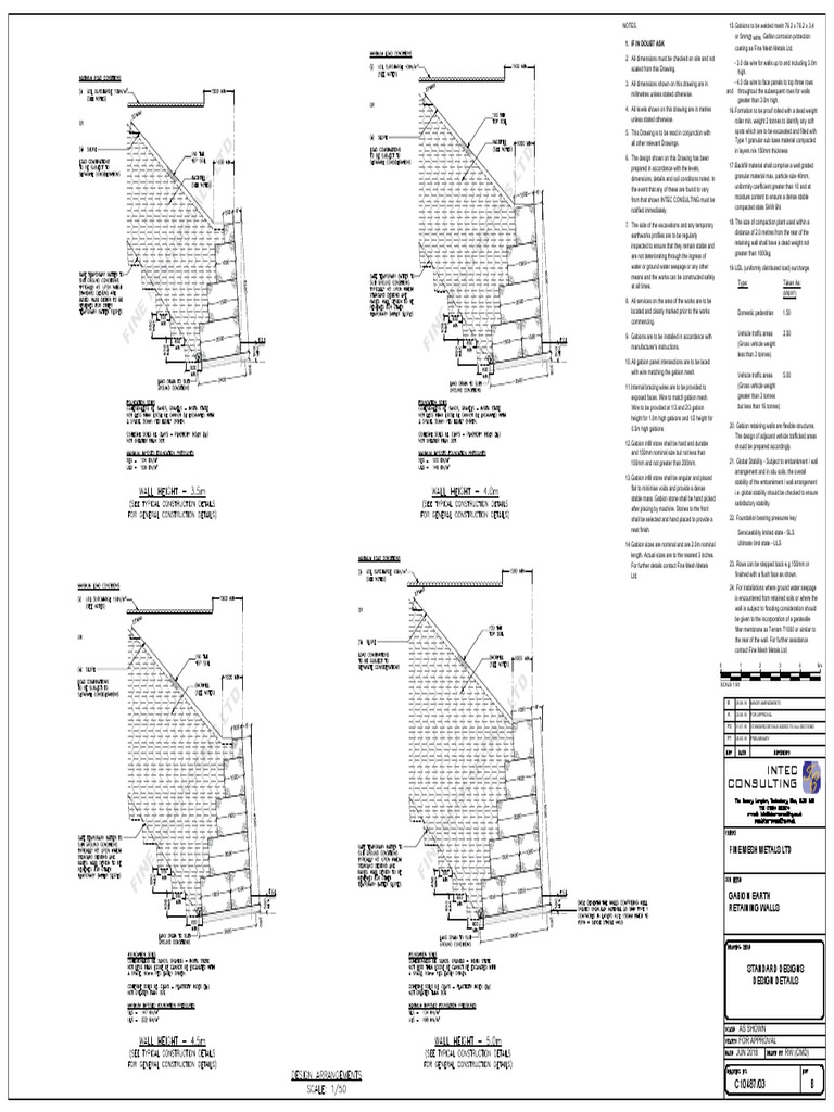 Gabion Wall Detail Drawings Guide | PDF | Materials | Building Materials