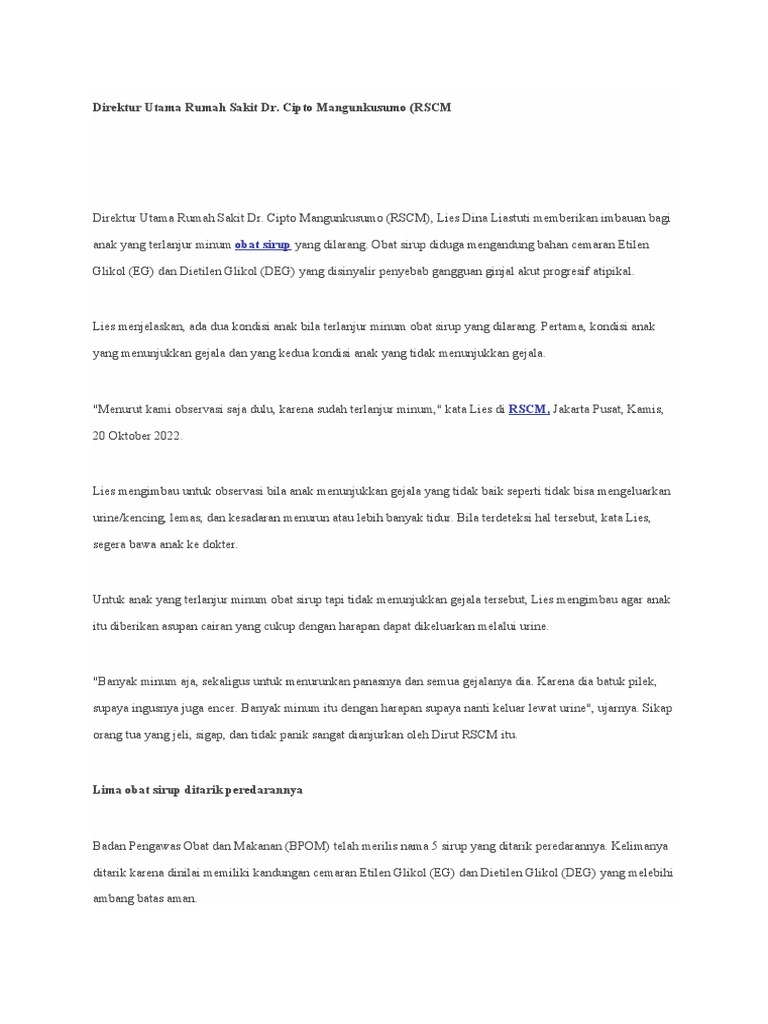 Direktur Utama Rumah Sakit Dr. Cipto Mangunkusumo (RSCM) | PDF