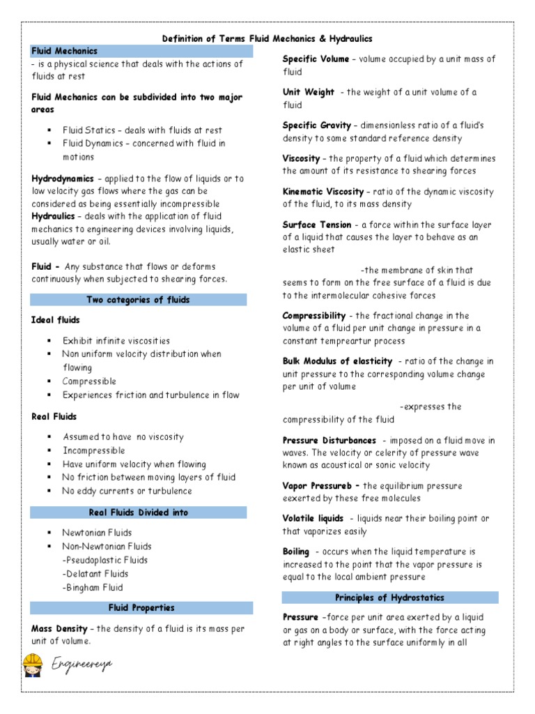 Fluid Mechanics and Hydraulics Terms | PDF | Fluid Mechanics | Pressure