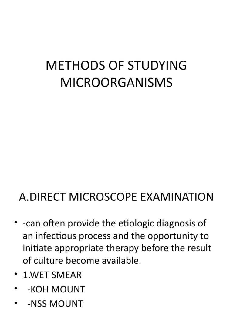 Methods of Studying Microorganisms | PDF | Staining | Bacteria