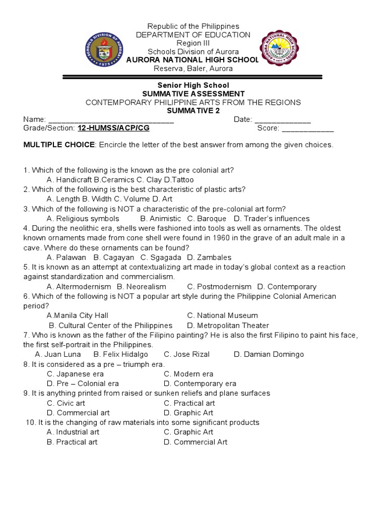 Cpar Summative 2 | PDF | Philippines | The Arts