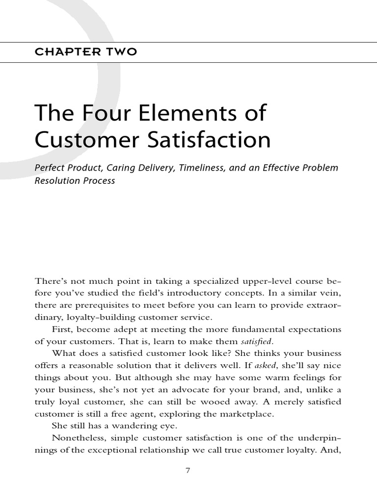 Chapter 2 - The Four Elements of Customer Satisfaction | PDF | Customer