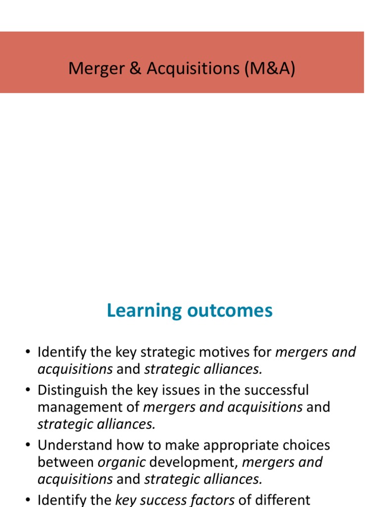 Strategic Analysis of Mergers & Acquisitions (M&A) and Growth Options ...