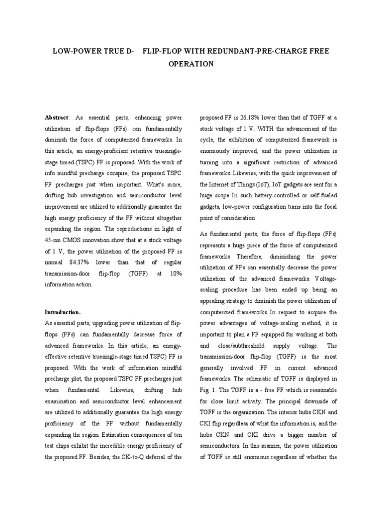 Low Power DFF Paper Mod | PDF | Cmos | Integrated Circuit
