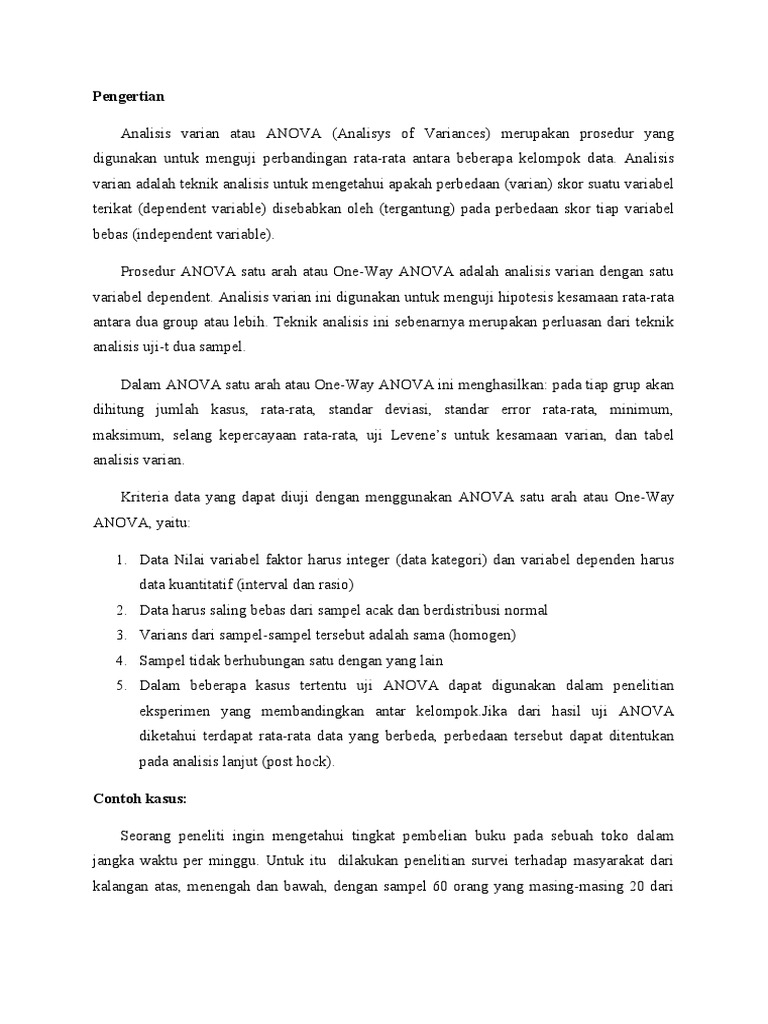 Makalah Statistik Anova One Way Dan Two Way | PDF