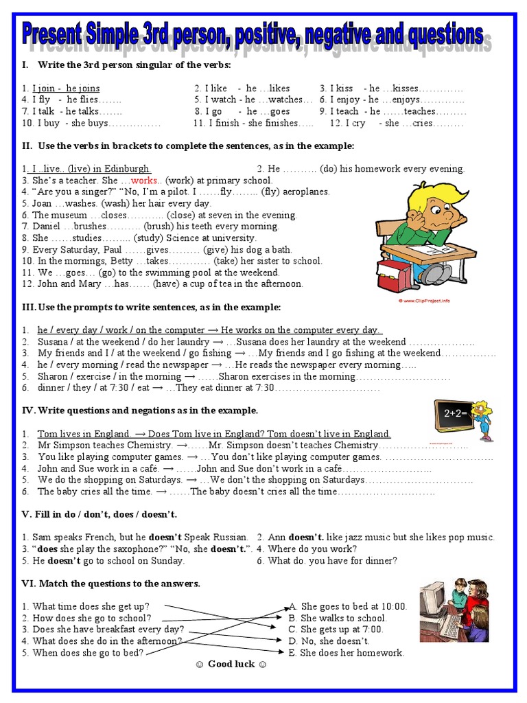 Present Simple 3rd Person | PDF | Linguistics