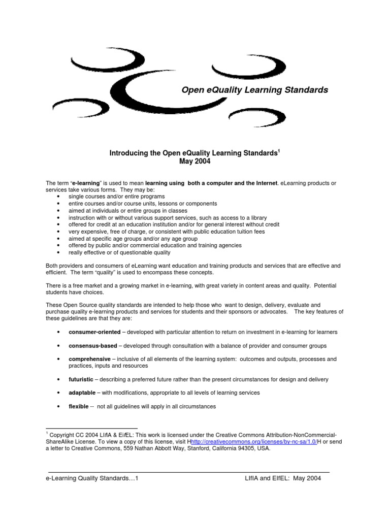 Open E-Quality Learning Standards | PDF | Educational Technology ...