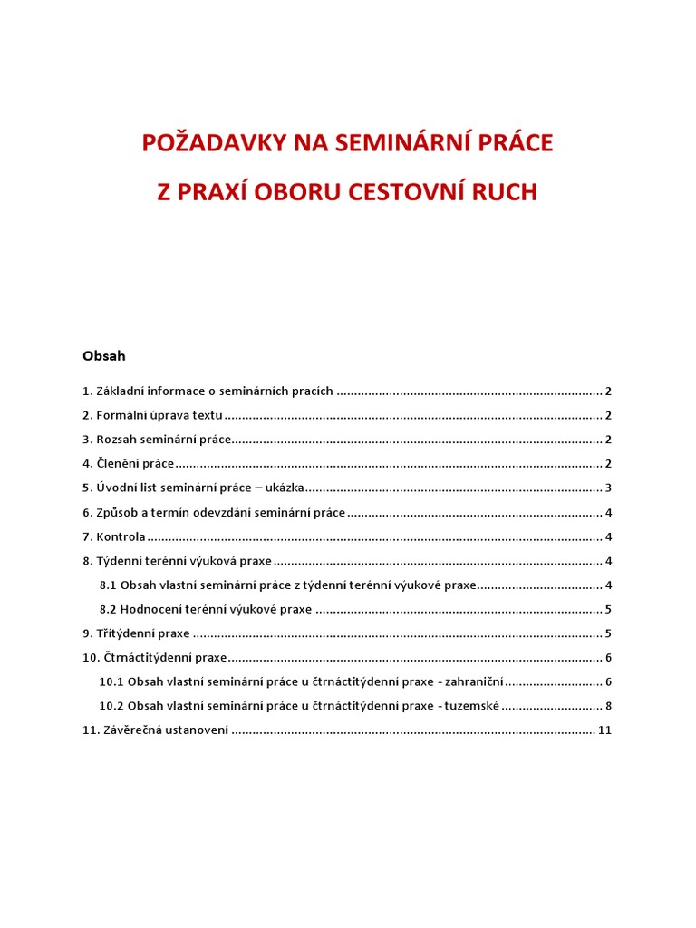 Pozadavky Na Seminarni Prace Z Praxi | PDF