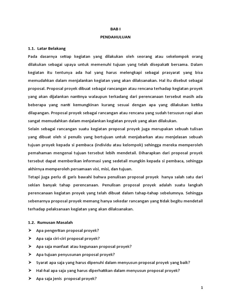 Ciri dan Manfaat Proposal Proyek | PDF