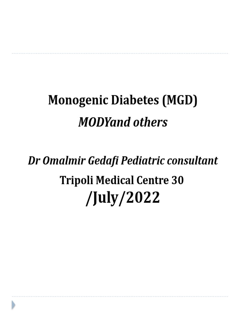 Monogenic Diabetes (MGD) : Modyand Others | PDF | Hyperglycemia ...