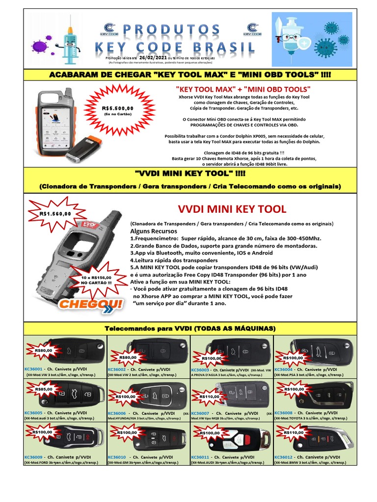 KEYCODE Tab de Venda Chaves Controles FEVEREIRO 2021 | PDF | Transporte | Indústria de veículos
