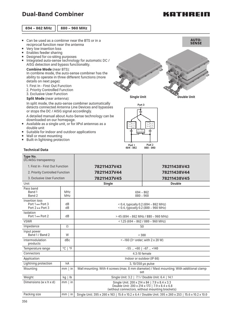 Combiner K78211438V44 | PDF | Broadcast Engineering | Equipment
