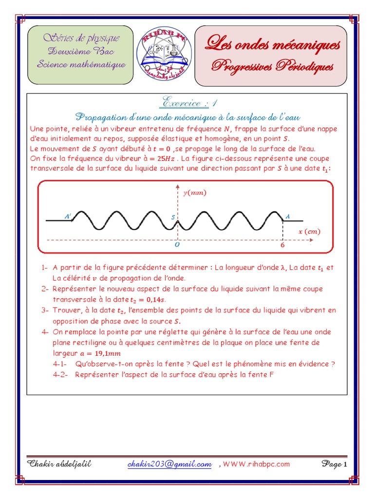 Exercices Ondes Mecaniques Progressives Periodiques | PDF | Vagues ...