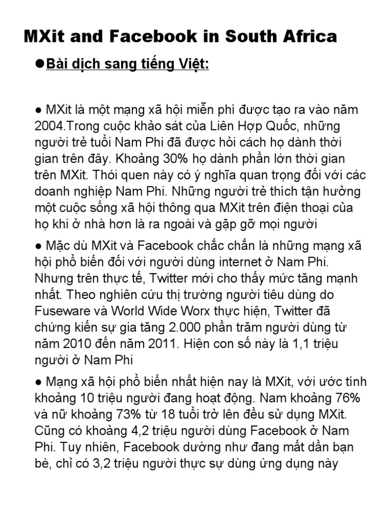 MXit and Facebook in South Africa | PDF