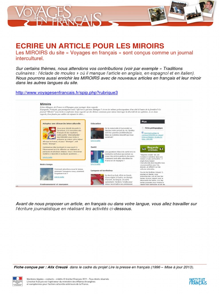 b1 Voyages en Francais Ecriture Journalistique b1 | PDF | Journaux ...