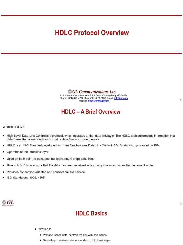 Hdlc Protocol Overview Presentation Pdf Communication Internet Standards