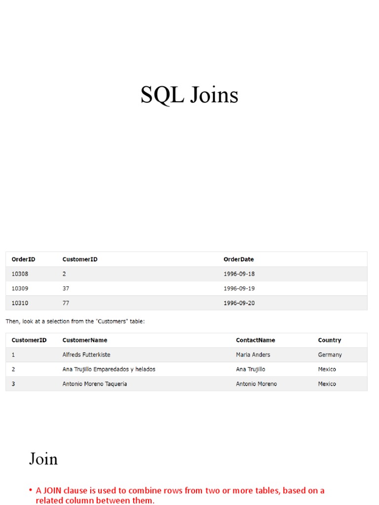 SQL Joins With Example | PDF
