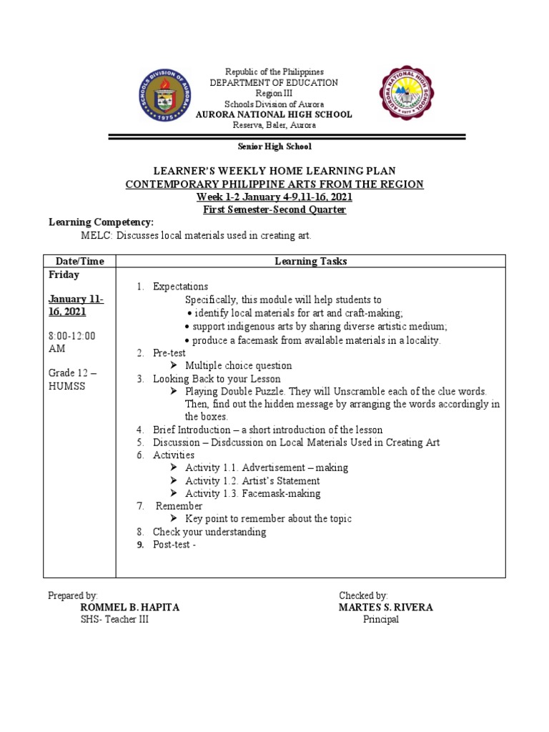 WHLP Cpar Week 1 | PDF | Social Science | Language Arts & Discipline