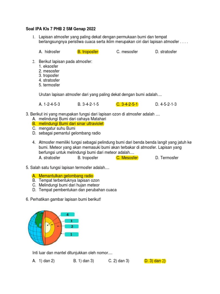 Soal IPA Kls 7 PHB 2 SM Genap 2022 | PDF